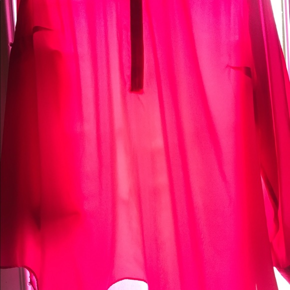 Apt. 9 | Tops | Hot Pink Colored Long Sleeve Blouse High Low | Poshmark